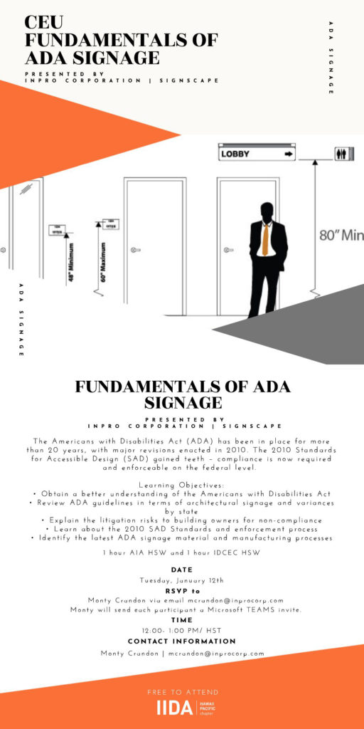 Fundamentals of ADA Signage CEU – IIDA Hawaii Pacific Chapter