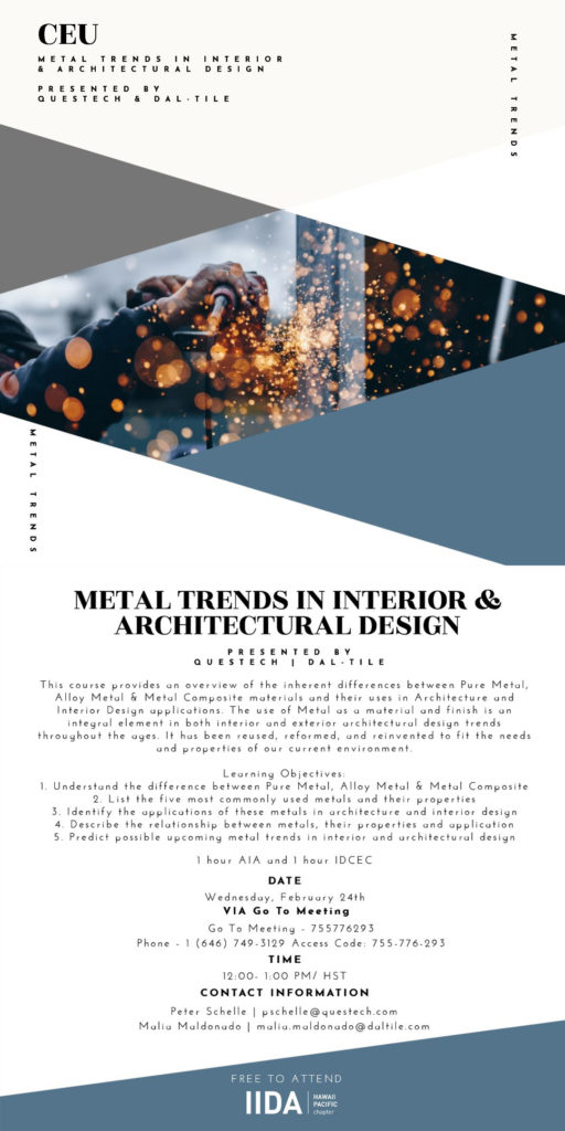 Metal Trends in Interior & Architectural Design CEU - IIDA Hawaii ...